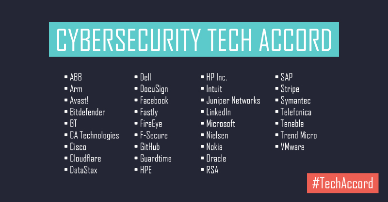 34 companies stand up for cybersecurity with a tech accord - Microsoft ...